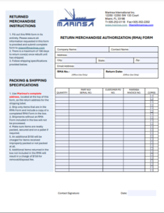 RMA Form | Marinsa International